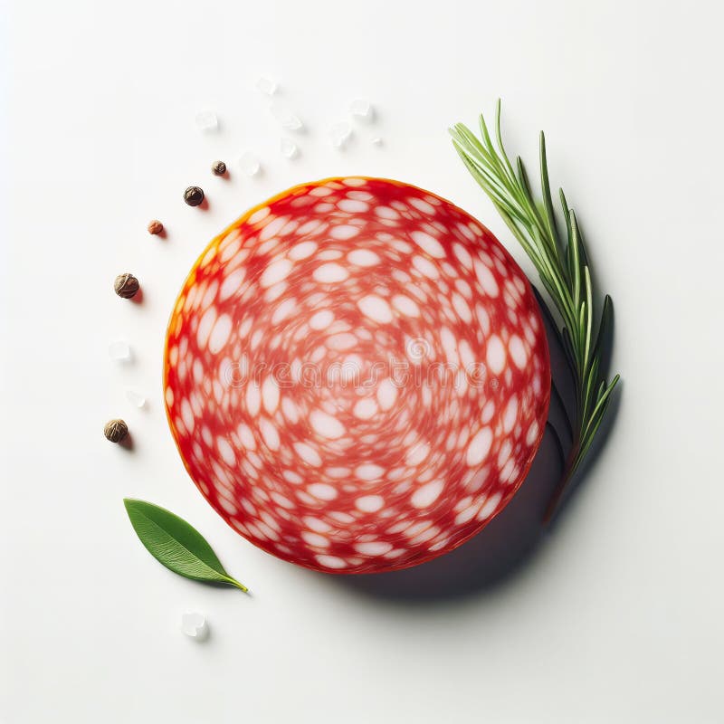 A Slice of Pepperoni is Shown on a White Background Stock Photo - Image ...