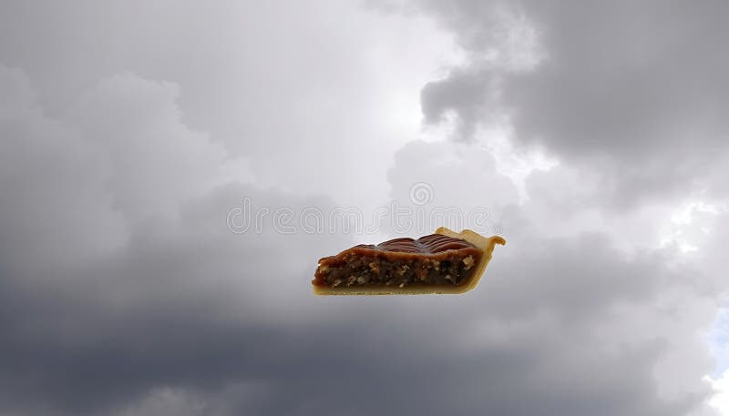 Slice of Pie Floating in the Sky with Cloudy Background Generative AI ...