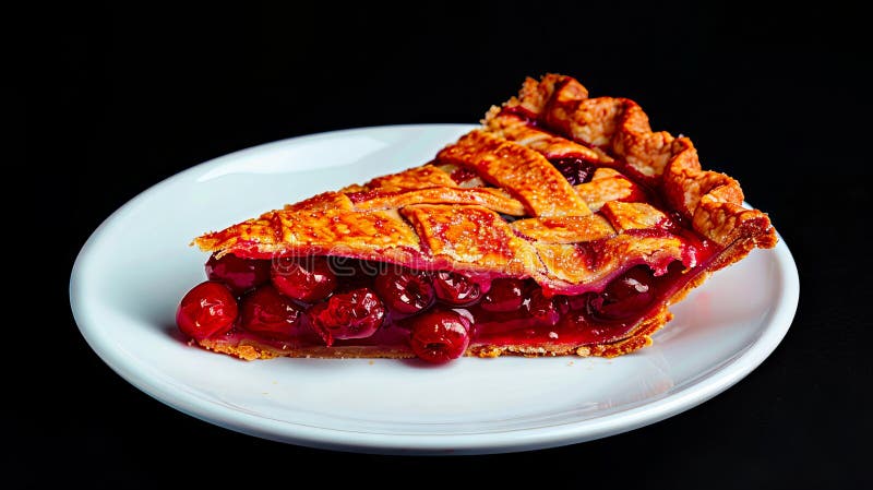 A Slice of Pie on a White Plate Stock Photo - Image of dessert ...