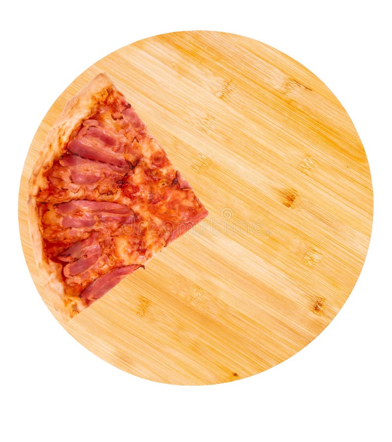 A Slice of Pizza Bacon, on Bamboo Bottom, Isolate Stock Photo - Image ...