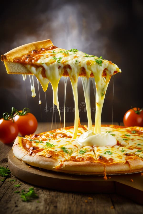 Slice of Pizza Being Lifted by Spatula with Cheese on it. Generative AI ...