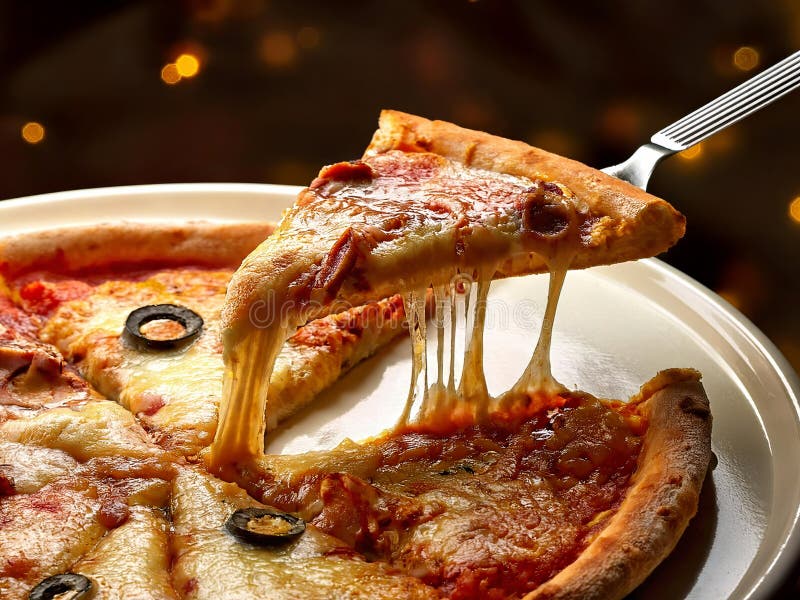 Slice of Pizza Being Served Stock Illustration - Illustration of cooked ...