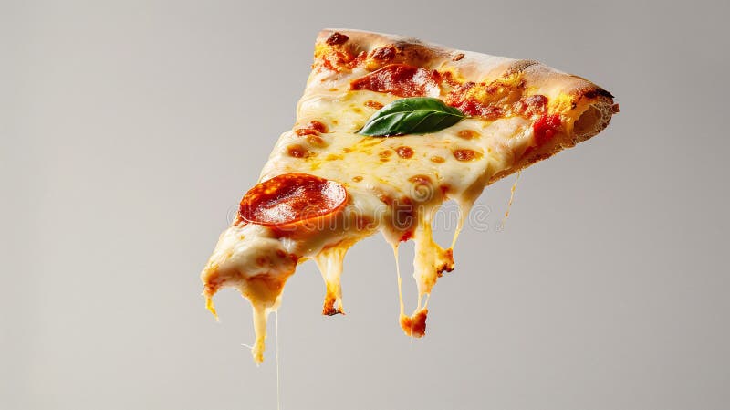 Levitating Pizza Slice with Pepperoni and Cheese, AI Generated. Stock ...