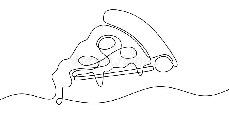Slice of Pizza in Continuous Line Drawing. Comfort Food and Minimalist ...