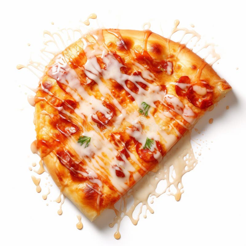 Dripping Paint Style Pizza with Water Drops on White Background Stock ...
