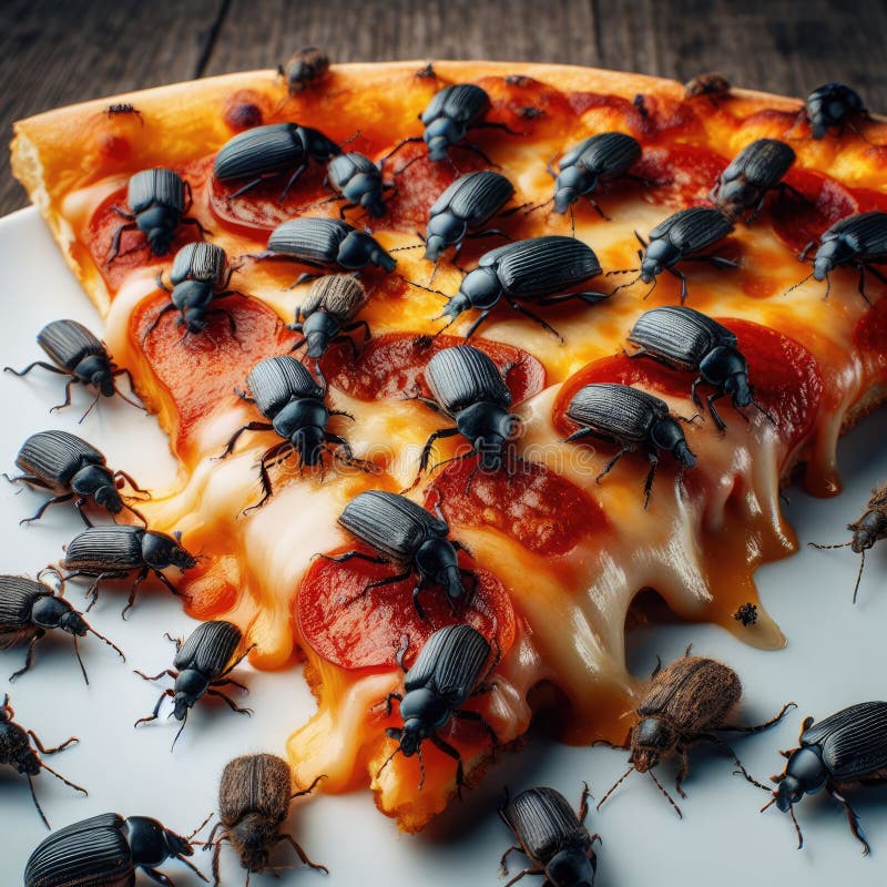 Pizza Slice Covered in Bugs Stock Image - Image of vermin, safety ...