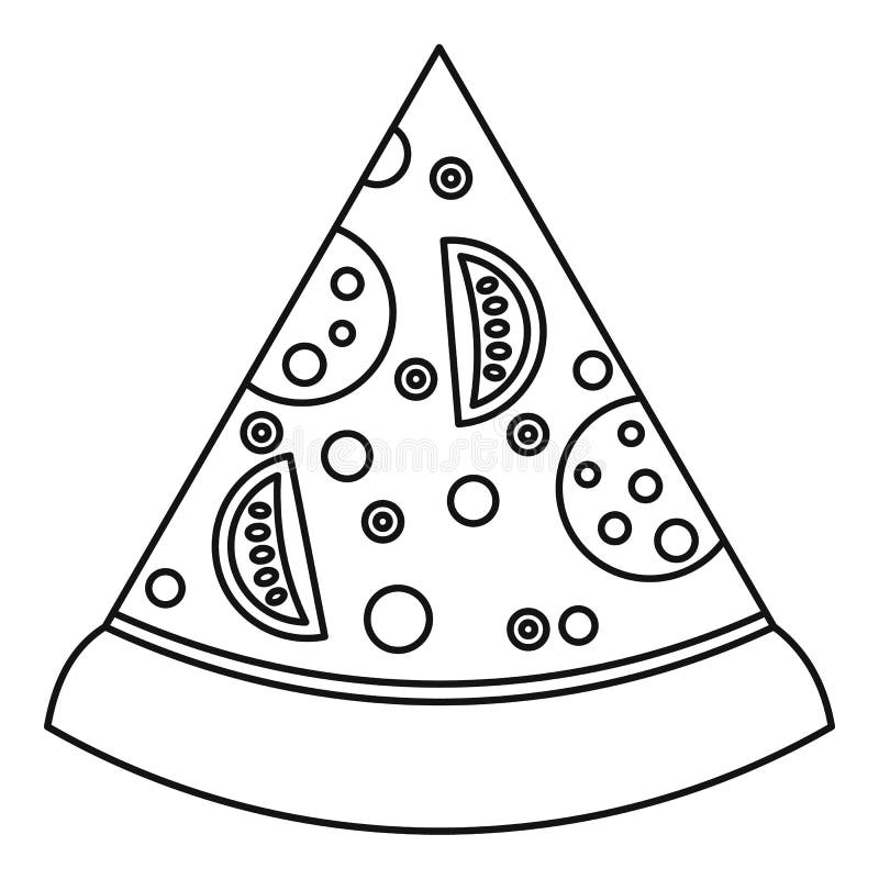 Slice of Pizza with Ingredients Icon Outline Style Stock Vector ...
