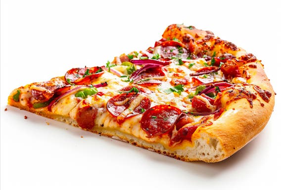 A Slice of Pizza with Pepperoni and Cheese Stock Photo - Image of miss ...