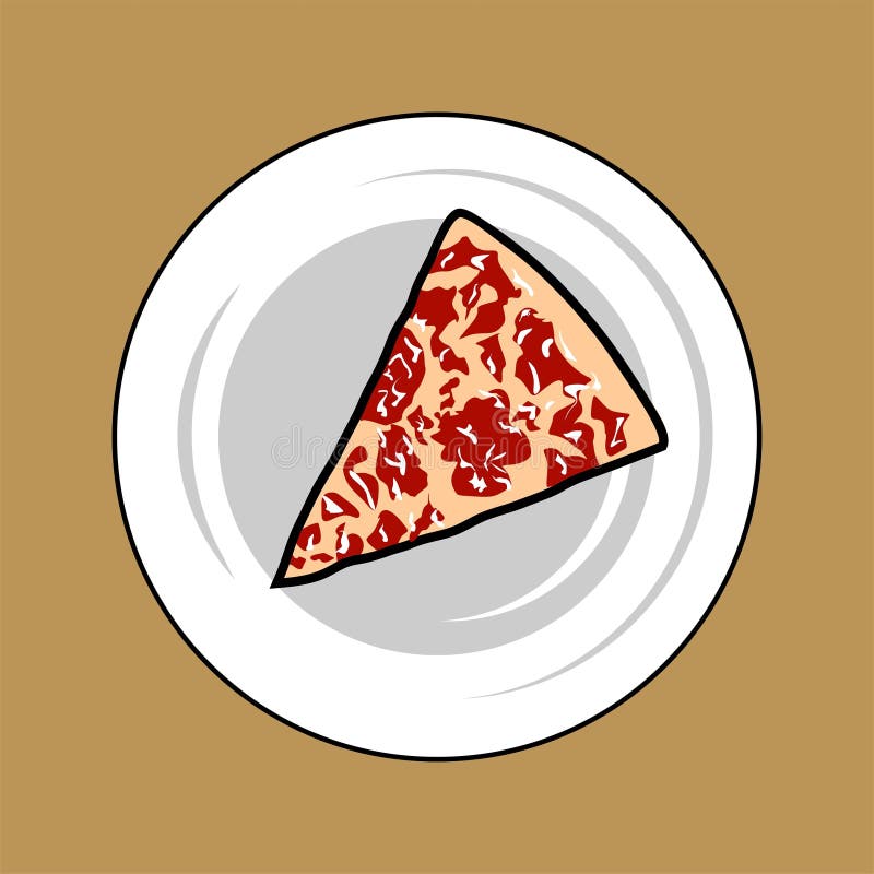 A Slice of Pizza on a Plate Vector Illustration Stock Vector ...