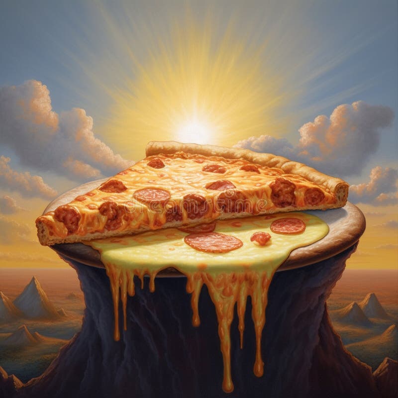 A Slice of Pizza in the Rays of the Rising Sun Stock Illustration ...