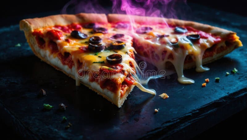 A Slice of Pizza is Shown with Smoke Coming from it Stock Illustration ...