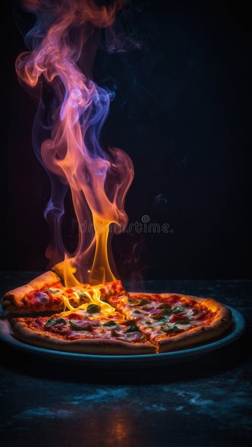 A Slice of Pizza is Shown with Smoke Coming from it Stock Illustration ...