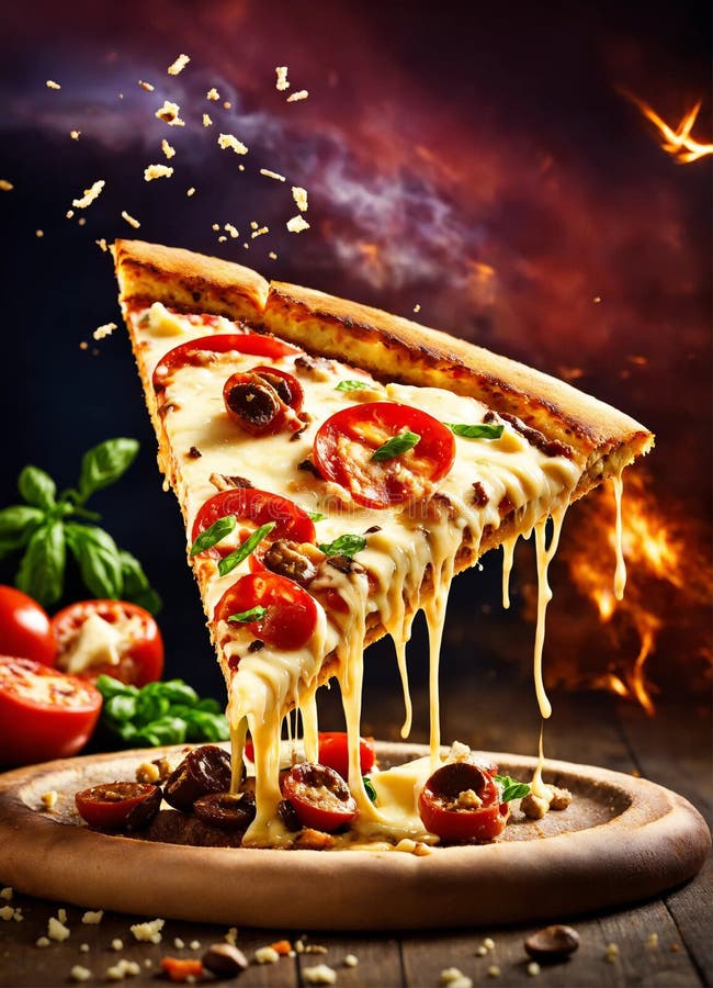 Slice of Pizza Splash. Selective Focus Stock Image - Image of menu ...