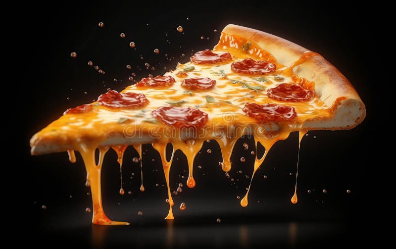 Slice of Pizza with Stretchy Cheese Stock Illustration - Illustration ...