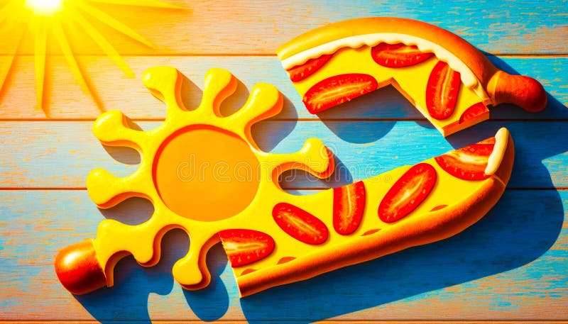 Slice of Pizza with Sun in the Background. Generative AI Stock ...
