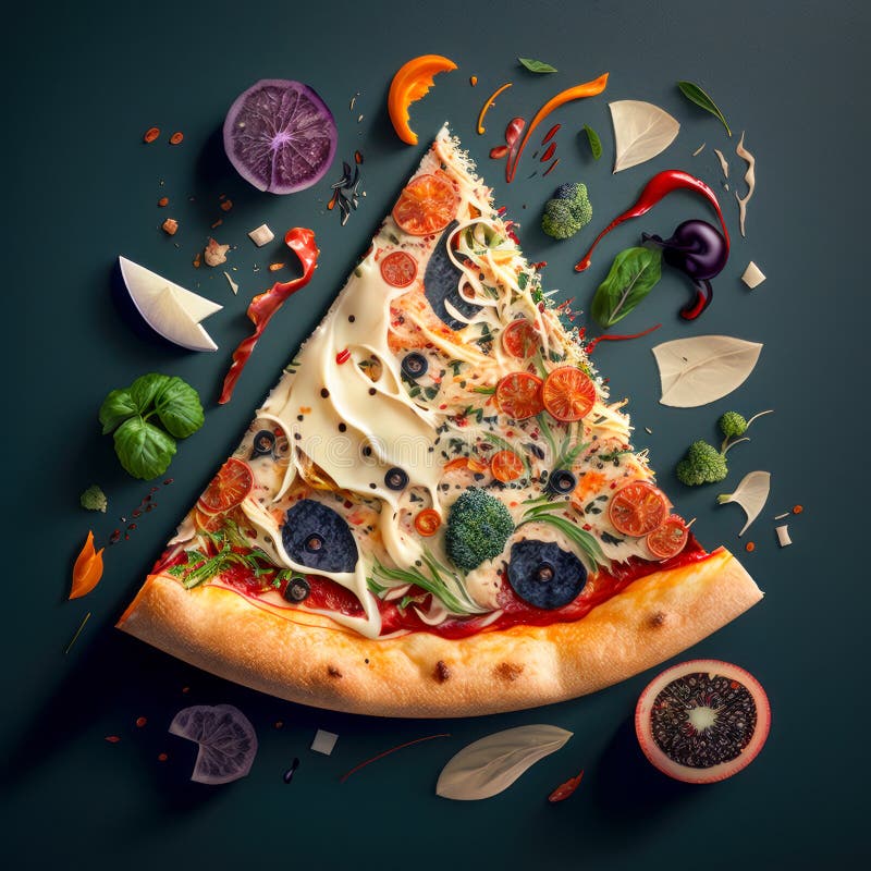 Slice of Pizza with Various Toppings on it. Generative AI Stock Image ...