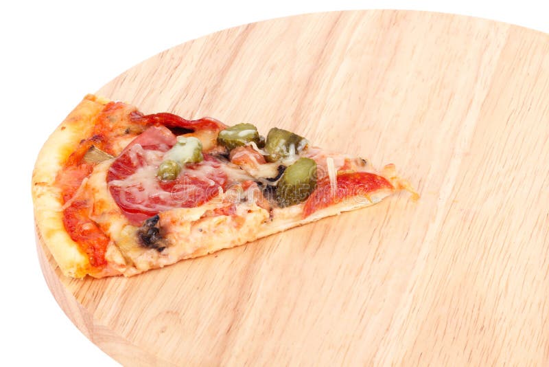 Slice of Pizza on Wooden Cutting Board Stock Photo - Image of chilli ...