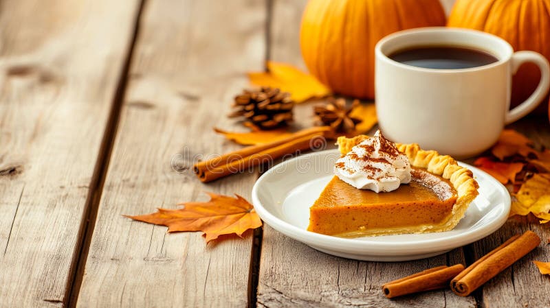 A Slice of Pumpkin Pie on a Plate with Whipped Cream and Cinnamon ...