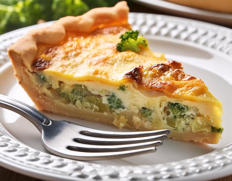 Slice of Quiche with Chicken and Spinach on a Plate Stock Illustration ...