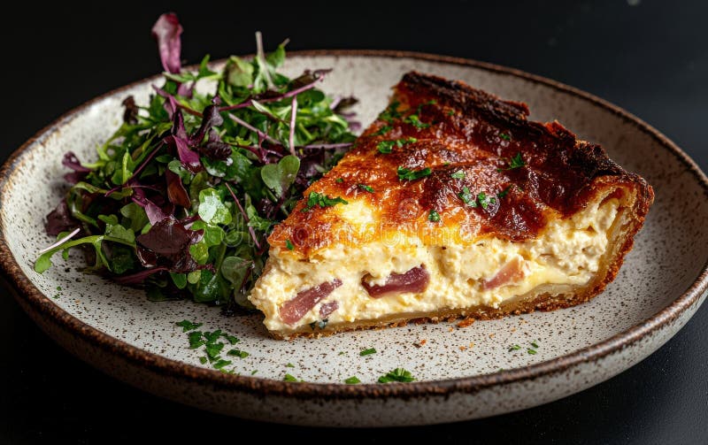 A Slice of Quiche Lorraine with a Side Salad Stock Illustration ...