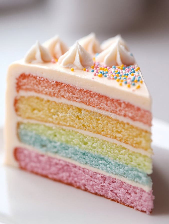 A Slice of Rainbow Cake with Sprinkles on Top Stock Illustration ...