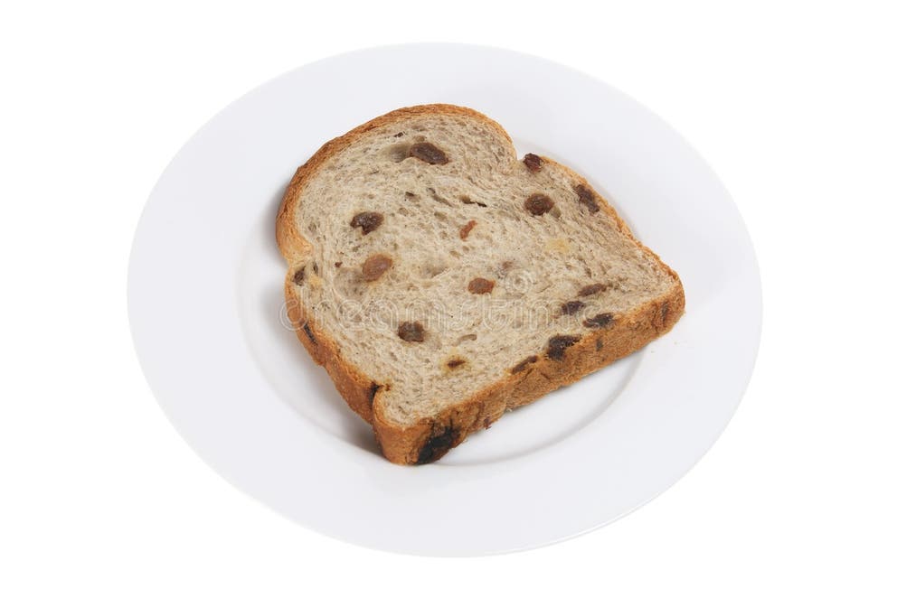 Slice of Raisin Bread on Plate Stock Image - Image of piece, shot: 20987017