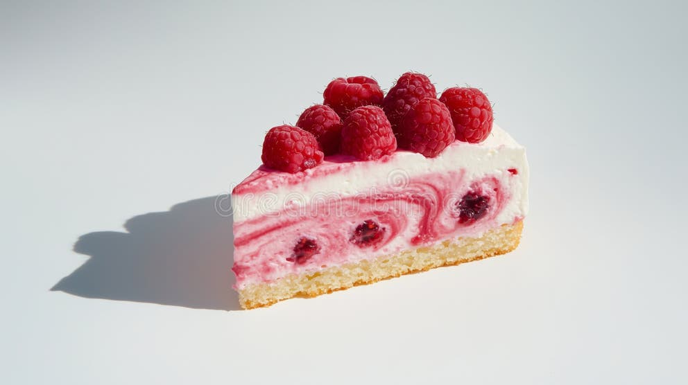 A Slice of Raspberry Cake with Cream Stock Image - Image of cake ...