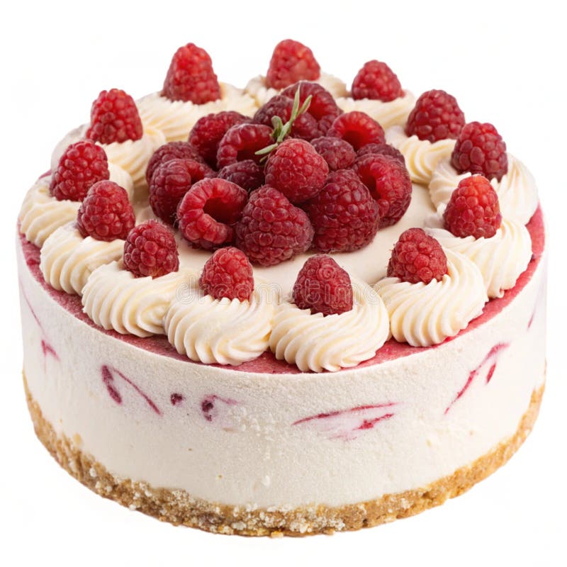 Raspberry Cream Cake Isolated on White Background Stock Illustration ...