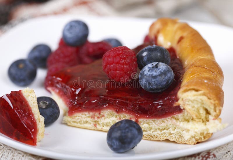 Slice of Raspberry Pie with Fresh Raspberries and Blueberries Stock ...