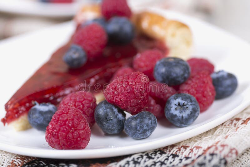 Slice of Raspberry Pie with Fresh Raspberries and Blueberries Stock ...
