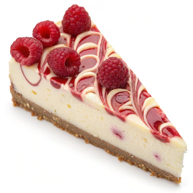 Slice of Raspberry White Chocolate Cheesecake Isolated on White ...