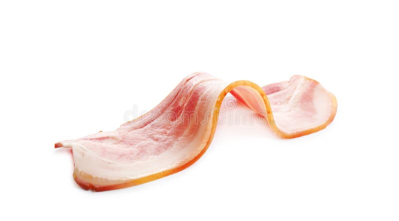 Slice of Raw Bacon on White Stock Photo - Image of american, delicious ...