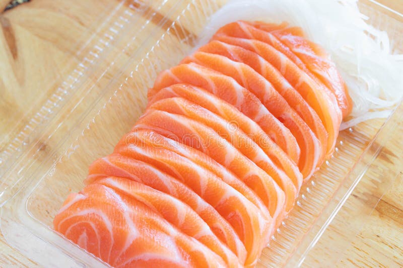 Slice Raw Salmon Sashimi in a Box Stock Image - Image of diet, orange ...