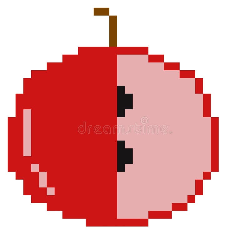 Slice of Red Apple in Pixel Art Stock Illustration - Illustration of ...