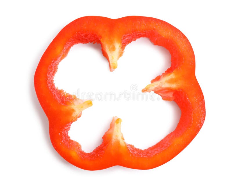 Slice of Red Bell Pepper Isolated Stock Image - Image of vegetable ...