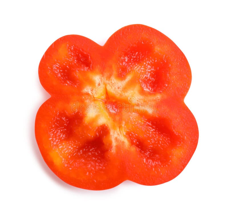 Slice of Red Bell Pepper on White Stock Photo - Image of agriculture ...