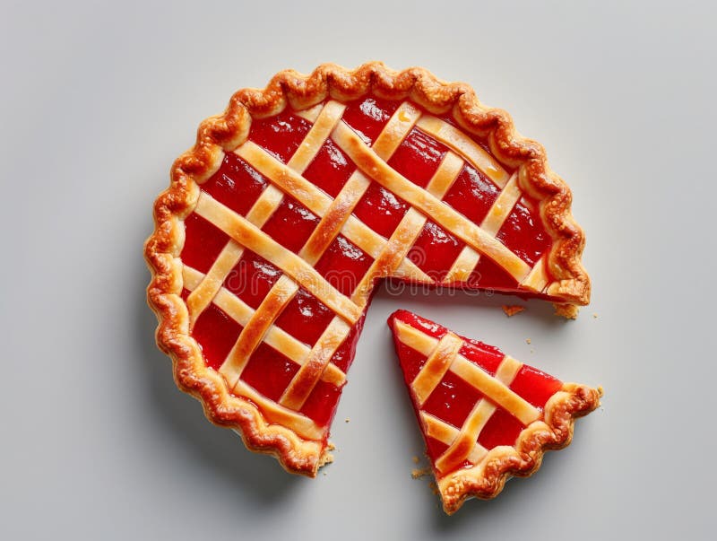 A Slice of Red Pie with a Lattice Crust Stock Illustration ...