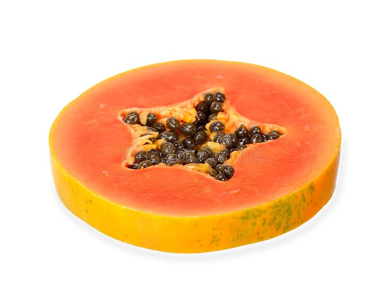 Slice Round Papaya Isolated with Clipping Path Stock Photo - Image of ...