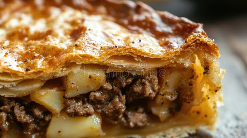 A Slice of Rustic Meat Pie with Potatoes Stock Illustration ...