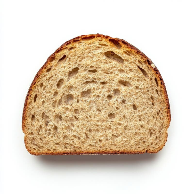 A Slice of Rustic Sourdough Bread with Crispy Crust, Isolated on a ...