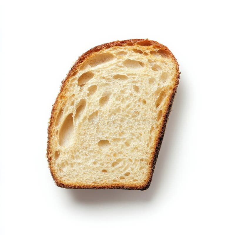 A Slice of Rustic Sourdough Bread with Crispy Crust, Isolated on a ...