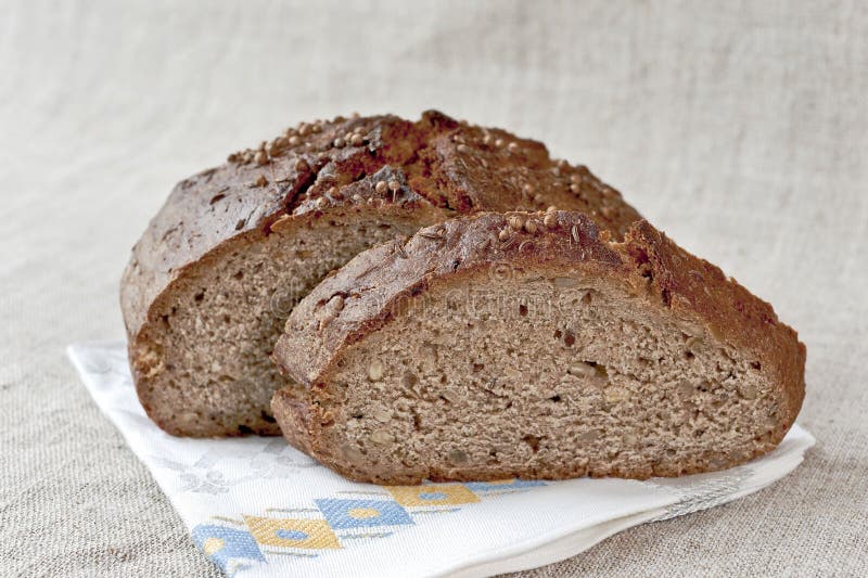 Slice of Rye Bread with Seeds Stock Image - Image of crust, brown: 15613589