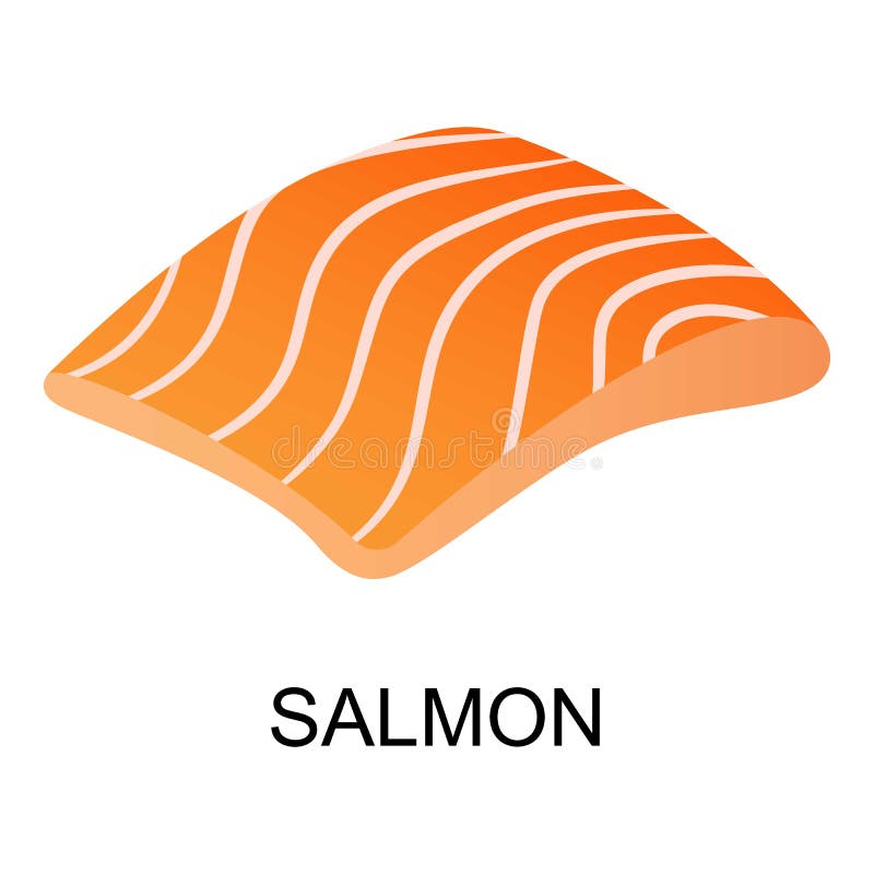 Slice of Salmon Icon, Isometric Style Stock Illustration - Illustration ...