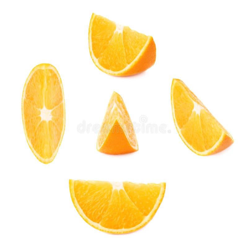 Slice Section of Orange Isolated Over the White Background, Set of ...