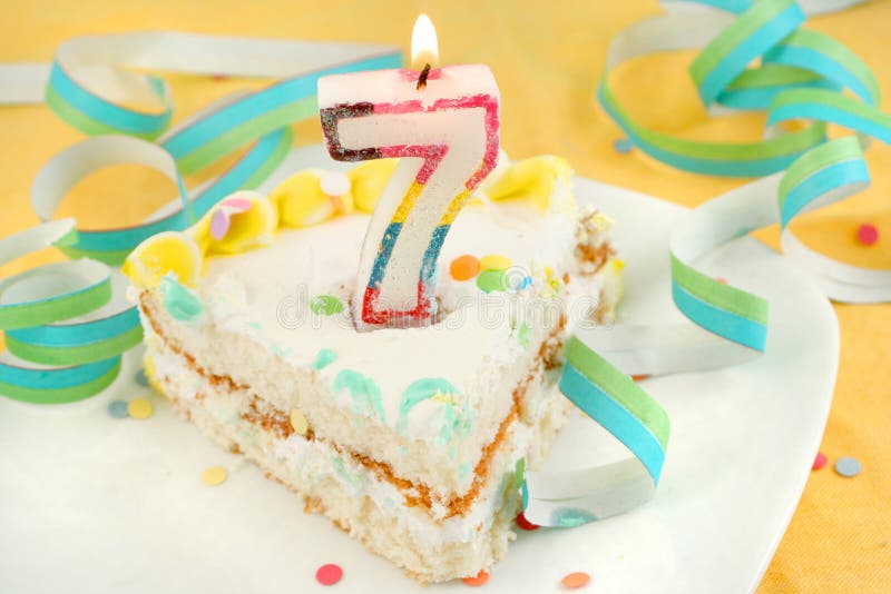 Slice of Seventh Birthday Cake Stock Image - Image of occasion, sliced ...