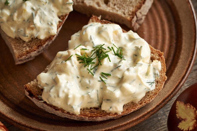 A Slice of Sourdough Bread with Spread Made of Leftover Hard-boiled ...