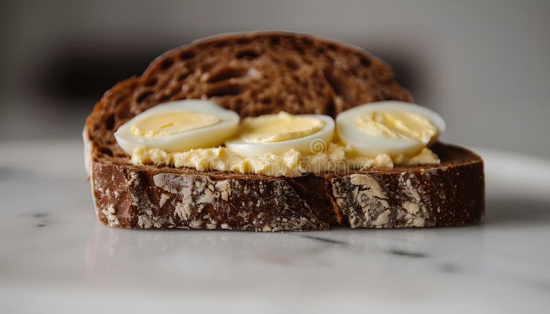 A Slice of Sourdough Bread with Spread Made of Leftover Hard-boiled Easter Eggs, Closeup Stock ...
