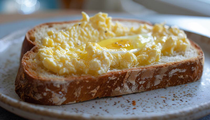 A Slice of Sourdough Bread with Spread Made of Leftover Hard-boiled Easter Eggs, Closeup Stock ...