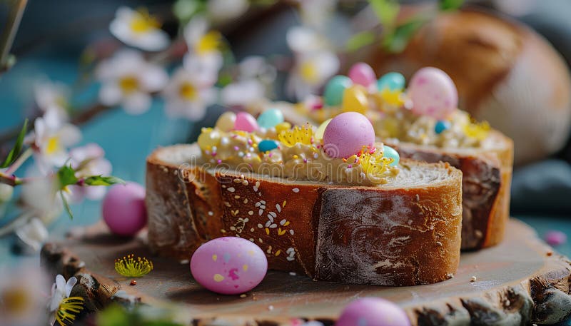 A Slice of Sourdough Bread with Spread Made of Leftover Hard-boiled Easter Eggs, Closeup Stock ...