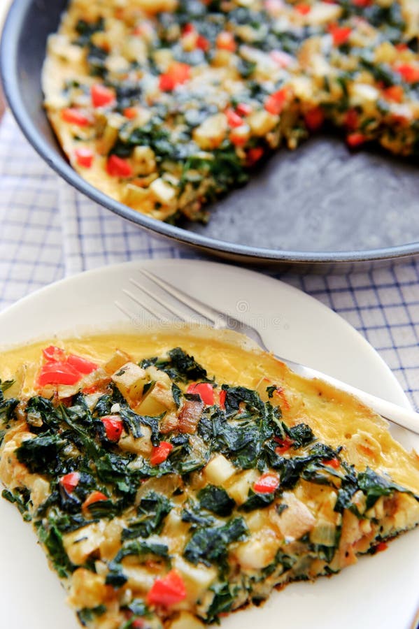 Slice of spinach frittata stock image. Image of portion - 58041663
